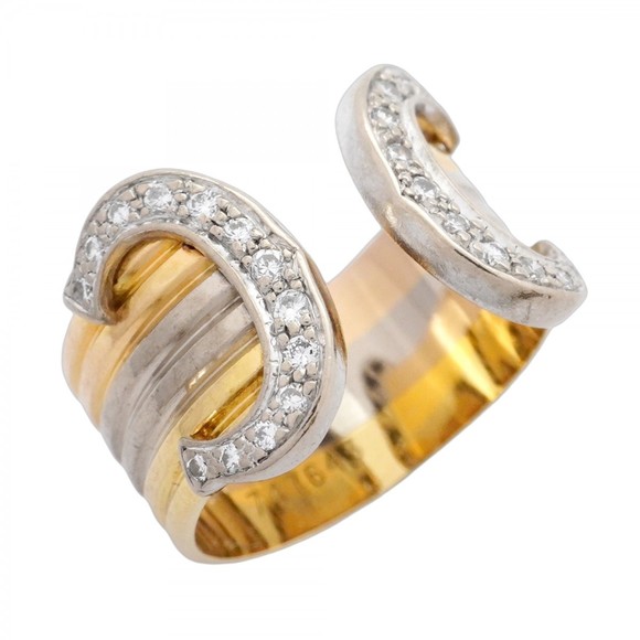Cartier | Jewelry | Cartier 2c Ring In 8k Yellow Gold White Pink And ...